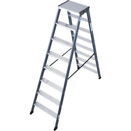 Krause Doppelleiter "SePro D", B/H/L: 55cm x 25cm x 186cm, grau, Leitern, Alu eloxiert, 2x8 Stufen, Arbeitsh&ouml;e ca. 327 cm
