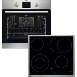 AEG Backofen-Set "TEAMHHB", grau, Herdsets, Wasserdampfreinigung des Backofens, Grill, Keramikkochfeld mit Touch