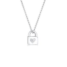 Elli Damen Kette mit Anhänger "Herz Schloss 925 Sterling Silber", 45, ohne Stein, Silber 925 (Sterlingsilber), L: 45, silber, Silber 925