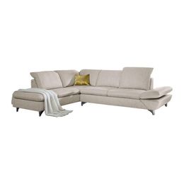 Ecksofa W.Schillig, B:296cm H:84cm T:242cm, grau, Longlife Xtra-Leder Z59: Glattleder mit modischer Prägung. Hautstärke 0, 9 - 1, 1 mm, Wohnzimmer,