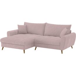 Ecksofa MR. COUCH, B:246cm H:71cm T:170cm, rosa, Stripes (92% Polyester / 8% Nylon), Wohnzimmer, Sofas, "Blackburn II L-Form", Wahlweise mit