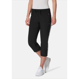 STOOKER WOMEN Damen Sporthose "Sport Bermuda Stripe STOOKER WOMEN 7/8 Sporthose", schwarz, Gr. S, angeraute Sweatware, 95% Polyester, 5% Elasthan,
