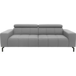 2,5-Sitzer DOMO collection, B:238cm H:79cm T:104cm, grau, Echtleder, Sofas, "Cunelli zeitlos und elegant, moderne Sitznähte als Designelement",