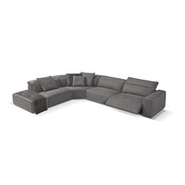 Ecksofa Egoitaliano, B:378cm H:95cm T:282cm, grau, Luxus-Micofaser Lederoptik (100% Polyester) ist ein neues technisches Gewebe mit einem visuellen