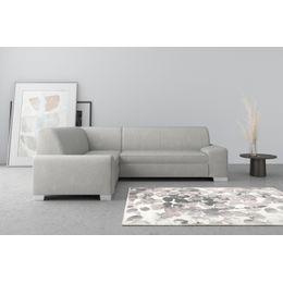 Ecksofa DOMO collection, B:259cm H:85cm T:191cm, grau, Wohnzimmer, Sofas, "Anzio in kubischer Formensprache, flache Armlehnen, L-Form", Wahlweise mit