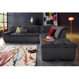 Ecksofa DOMO collection, B:271cm H:76cm T:232cm, schwarz, Kunstleder SOFTLUX / Struktur (90% Polyester, 10% Polyacryl);Luxus-Microfaser (100%