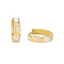Amor Damen Paar Creolen "2019943", Gelbgold 585, rosa, Gelbgold 585, Ohrringe