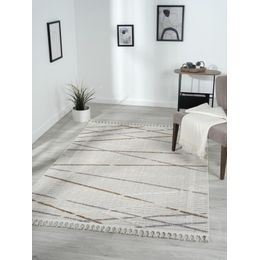 Teppich, B:140cm H:10mm L:200cm, beige, MyFlair M&Ouml;BEL & ACCESSOIRES, Polyester, Wohnzimmer, Teppiche, "Luana 1, LAGERR&Auml;UMUNG", Kurzflor, Sisal Optik,