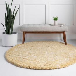 Hochflor-Teppich, B:152cm H:51mm L:152cm Ø:152cm, gelb, MyFlair MÖBEL & ACCESSOIRES, Polypropylen (PP), Teppiche, "Temara Shag, LAGERRÄUMUNG",