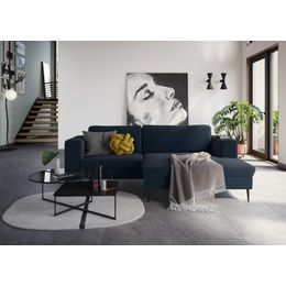 Ecksofa DOMO collection, B:244cm H:83cm T:173cm, blau, Wohnzimmer, Sofas, "Modica kompakt und elegant, Breite 244, L-Form", moderne Optik mit