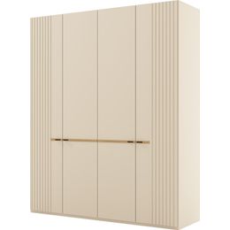 Drehtürenschrank Musterring, B:197,3cm H:216cm T:58cm, beige, Hartfaserplatte, Holzwerkstoff, Schränke, "Isabelle", Lamellen in Korpusfarbe, Griffe