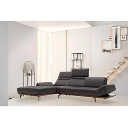 Ecksofa, B:313cm H:117cm T:212cm, braun, CREATION BY ROLF BENZ, Flachgewebe DONNA (76% Polyester 24% Polyacryl);Leder OSKAR - echtes Leder,