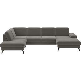 Sit & More Wohnlandschaft SIT & MORE, B:335cm H:82cm T:212cm, braun, 100% Polyester, Sofas, "Morris U-Form, inkl. Sitztiefenverstellung", wahlweise mit