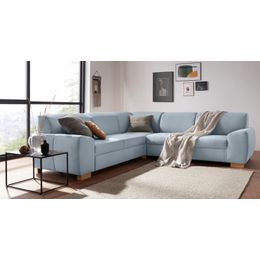 Ecksofa DOMO collection, B:260cm H:81cm T:260cm, blau, Wohnzimmer, Sofas, "Incanto kubische Formensprache, komfortabel, flache Armlehnen, L-Form",