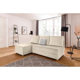 Ecksofa Inosign, B:197cm H:90cm T:145cm, beige, Struktur fein (100% Polyester);Luxus-Microfaser weich (100% Polyester);Samtoptik (100% Polyester),