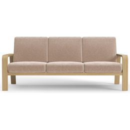 Sit & More 3-Sitzer SIT & MORE, B:200cm H:91cm T:93cm, beige, 100% Polyester, Sofas, "Kolding", Armlehnen aus Buchenholz in natur, verschiedene Bezüge und Farben