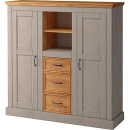 Highboard Home Affaire, B:130cm H:130cm T:38cm, grau, Wohnzimmer, Sideboards, "Selma", Stauraumschrank, Breite 130 cm