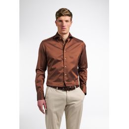 Eterna Herren Langarmhemd "SLIM FIT", braun, Gr. 42, Twill, 100% cotton, Hemden, EASY IRON (bügelleicht)