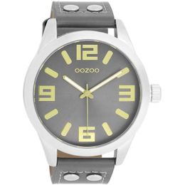 Oozoo Damen Quarzuhr, grau, Armbanduhren, Armbanduhr, Damenuhr, Herrenuhr, Lederarmband, Ø 46mm