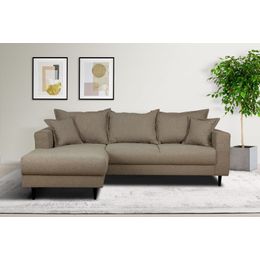 Ecksofa Home Affaire, B:230cm H:76cm T:150cm, grau, 100% Polyester, Wohnzimmer, Sofas, "VEYRAS L-Form, hoher Sitzkomfort, Maße B/T/H: 230/150/76 cm",