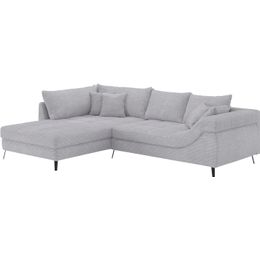 Ecksofa MR. COUCH, B:317cm H:98cm T:228cm, grau, Stripes (92% Polyester / 8% Nylon), Wohnzimmer, Sofas, "Portofino L-Form", 4 Bezugsqualitäten, 13,5