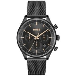 BOSS Kinder Chronograph "GREGOR", schwarz, Armbanduhren, Quarzuhr, Herrenuhr, Armbanduhr, Stoppfunktion, Edelstahlarmband