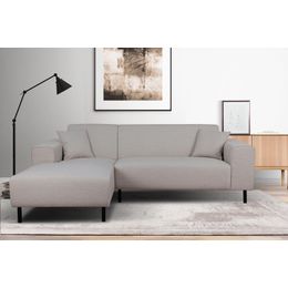 Ecksofa Home Affaire, B:235cm H:81cm T:163cm, beige, 100% Polyester, Wohnzimmer, Sofas, "ARROS L-Form mit Wellenunterfederung, Maße B/T/H: 235/163/81