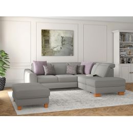 Sit & More Ecksofa SIT & MORE, B:263cm H:86cm T:219cm, silber, Wohnzimmer, Sofas, "Dundee L-Form", mit Federkern und Massivholzfüßen, wahlweise mit