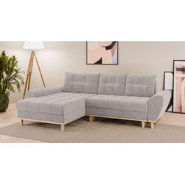Ecksofa Home Affaire, B:268cm H:86cm T:175cm, grau, 100% Polyester, Wohnzimmer, Sofas, "Ahrdorf mit Bettfunktion und Bettkasten, Maße: B/H/T