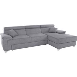 Ecksofa DOMO collection, B:271cm H:78cm T:167cm, grau, Zierkissen: Entsprechend jeweiligem Bezug.;Struktur (100% Polyester);Struktur fein (100%