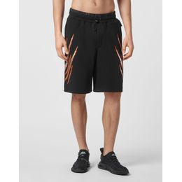 Plein Sport Herren Shorts "Scratch"0270, schwarz, silber, Gr. M, Obermaterial: 88% Baumwolle, 12% Polyester, Hosen