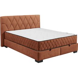 Boxbett, B:185cm L:214cm, braun, ED EXCITING DESIGN, 100% Polyester, Komplettbetten, "Nagol", mit Bettkasten, mit Wendematratze, erh&auml;ltlich in
