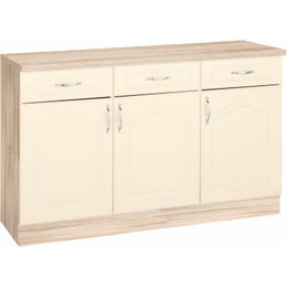 Wiho-K&uuml;chen Unterschrank WIHO K&Uuml;CHEN, B:120cm H:85cm T:50cm, beige, K&uuml;che, Schr&auml;nke, "Linz", 120 cm breit, in Landhaus-Optik