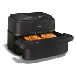 Philips Heißluftfritteuse "Airfryer 1000 Flexible Basket NA150/00, zwei Körbe mit 7.1L", B:30,1cm H:29,5cm T:43,8cm, schwarz, Fritteusen, RapidAir