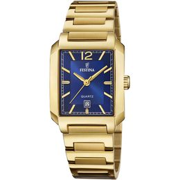 Festina Damen Quarzuhr "On The Square", gold, Armbanduhren, Armbanduhr, Damenuhr, Edelstahlarmband, Datum
