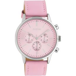 Oozoo Damen Quarzuhr "C10595", rosa, Armbanduhren, Armbanduhr, Damenuhr, Lederarmband, Chrono-Look