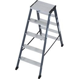 Krause Doppelleiter "SePro D", B/H/L: 48cm x 25cm x 117cm, grau, Leitern, Alu eloxiert, 2x5 Stufen, Arbeitsh&ouml;e ca. 263 cm