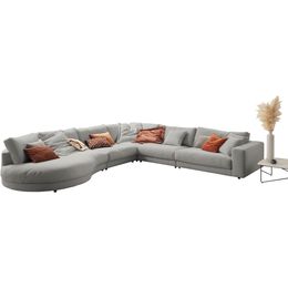 Ecksofa 3C CANDY, B:395cm H:86cm T:225cm, silber, 100% Polyester, Wohnzimmer, Sofas, "Enisa II, bequem und komfortabel, Mega Familiensofa, L-Form",