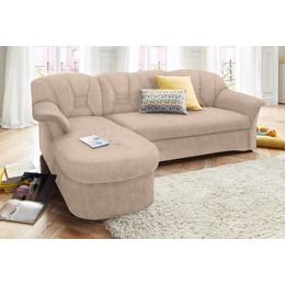 Ecksofa DOMO collection, B:240cm H:84cm T:82cm, beige, Kunstleder SOFTLUX / Struktur ( 100% Polyester);Microfaser PRIMABELLE (100%