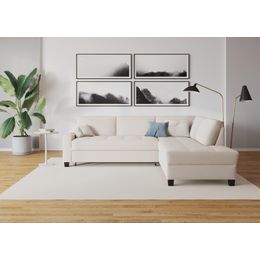 Ecksofa DOMO collection, B:243cm H:84cm T:209cm, beige, Struktur fein (100% Polyester);Luxus-Microfaser (100% Polyester);Luxus-Microfaser in
