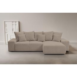 Ecksofa WERK2, B:300cm H:76cm T:150cm, beige, 90% Polyester, 10% Nylon, Wohnzimmer, Sofas, "Riwa, modernes Sofa zum Kuscheln und Entspannen, Breite