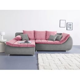 Ecksofa Inosign, B:271cm H:90cm T:104cm, lila, Wohnzimmer, Sofas, "Imola, elegant und modern, aktuelle Steppung im Sitz, bequem, L-Form", frei im