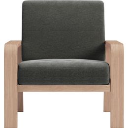 Sit & More Sessel SIT & MORE, B:79cm H:91cm T:93cm, braun, 95% Polyester, 10% Polyamid, Sessel, "Kolding", Armlehnen aus Buchenholz in natur, verschiedene