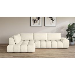 Ecksofa Inosign, B:352cm H:72cm T:210cm, beige, 100% Polyester, Wohnzimmer, Sofas, "AZITA Designsofa, elegant und bequem L-Form, Bubble-Optik", lose
