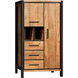 Mehrzweckschrank OMG DESIGN, B:100cm H:170cm T:48cm, gelb, Melamin, Küche, Schränke, "Ocean, Vitrine, Wohnzimmerschrank", mit Soft-Close, in zwei