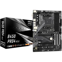 Asrock Mainboard "B450 Pro4 R2.0", B:22,4cm T:30,5cm, schwarz, Mainboards