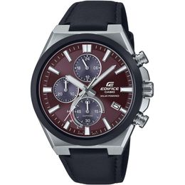CASIO EDIFICE Damen Chronograph, schwarz, Armbanduhren, Solaruhr, Armbanduhr, Herrenuhr,Saphirglas, Stoppfunktion,Lederarmband
