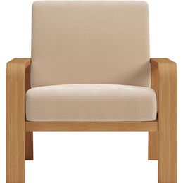 Sit & More Sessel SIT & MORE, B:79cm H:91cm T:93cm, braun, 100% Polyester, Sessel, "Kolding", Armlehnen aus eichefarbigem Buchenholz, verschiedene Bezüge und