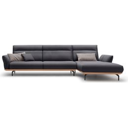 Ecksofa, B:338cm H:103cm T:183cm, schwarz, CREATION BY ROLF BENZ, NaturLEDER OSKAR (echtes Rindsleder), Wohnzimmer, Sofas, "CR.460", Sockel in Eiche,