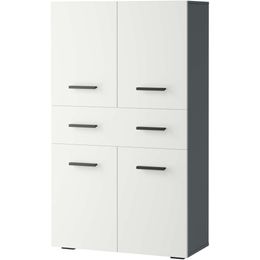 Midischrank Inosign, B:76cm H:130cm T:35cm, grau, Spanplatte, Badezimmer, Schränke, "Skara", mit zwei variablen Einlegeböden